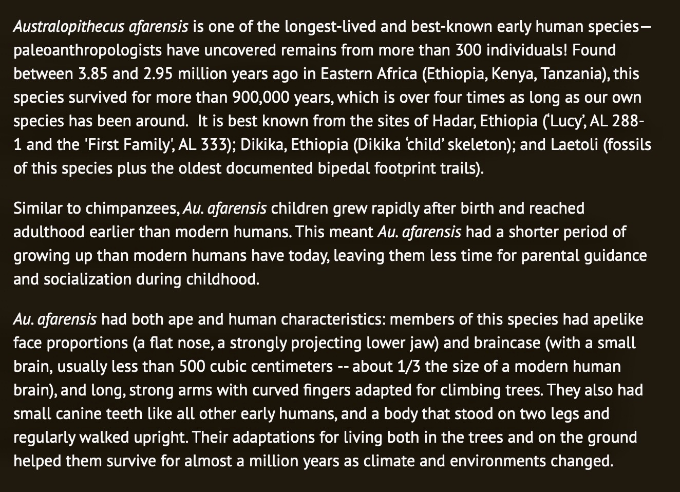 Cranial Morphological Comparison #1 A. afarensis!-Lucy!!! – World of ...